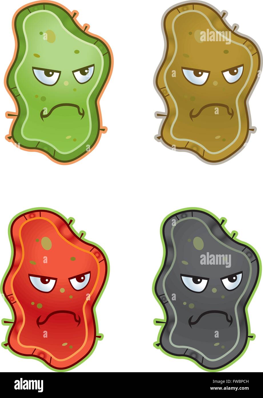 A group of cartoon germs with angry expressions Stock Vector Image ...