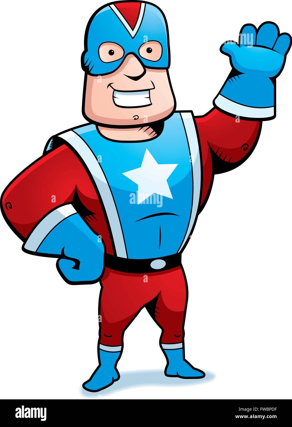 A happy cartoon superhero waving and smiling Stock Vector Image & Art ...