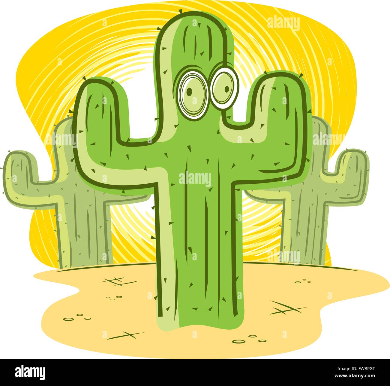 A cartoon green cactus in the desert Stock Vector Image & Art - Alamy