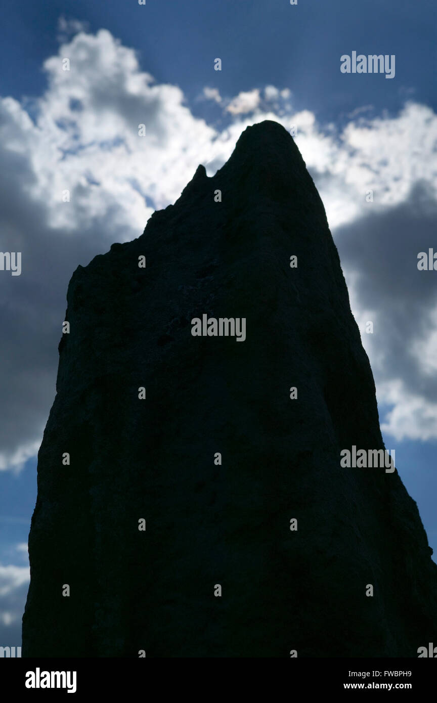 A close up image of one of the neolithic stones at the stone circle in ...