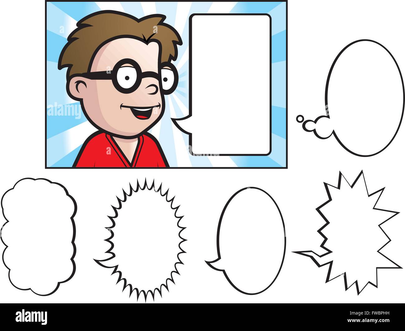 A happy cartoon child talking with word bubbles Stock Vector Image ...