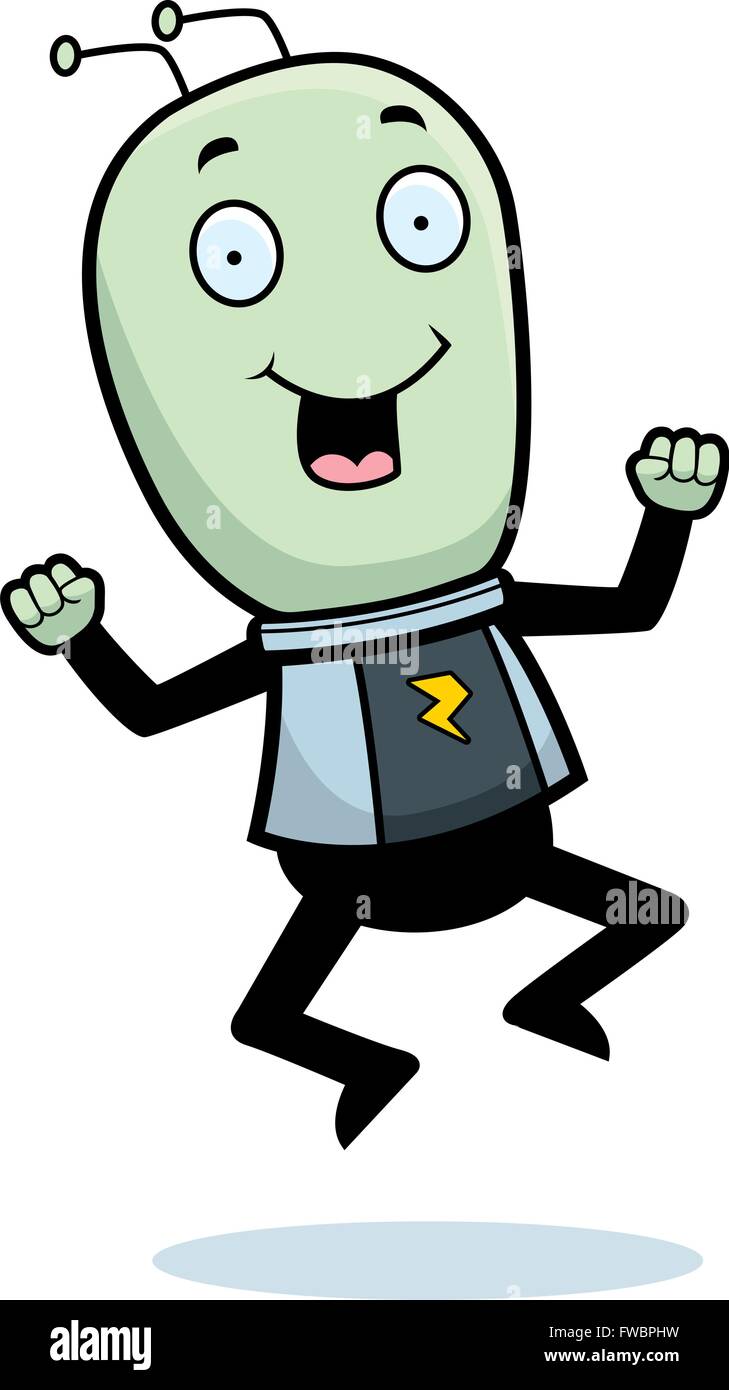 A happy cartoon alien jumping and smiling Stock Vector Image & Art - Alamy