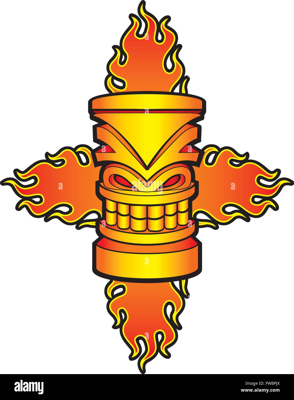 A cartoon tiki sculpture with flames Stock Vector Image & Art - Alamy