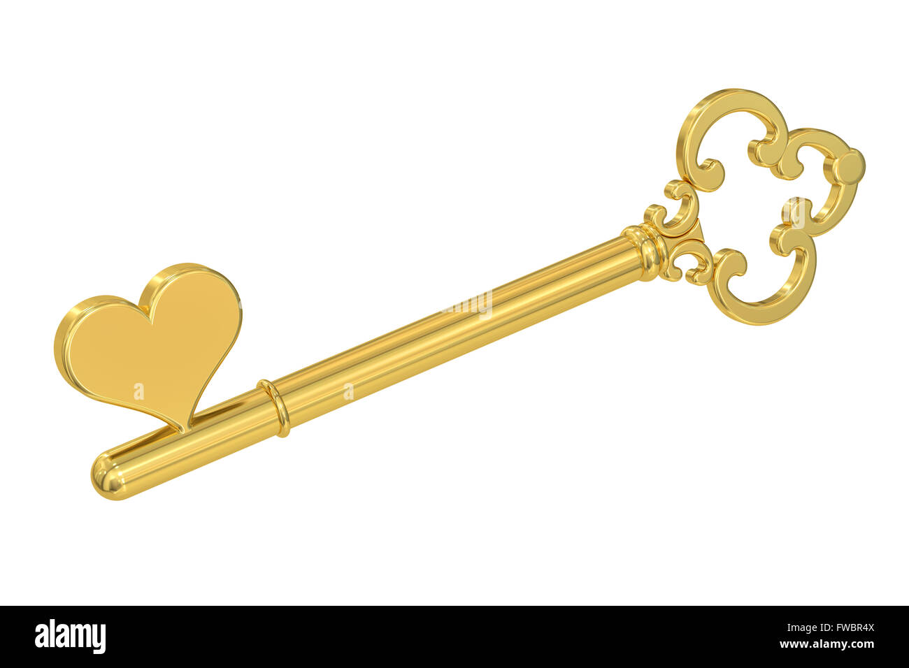 key with heart, 3D rendering isolated on white background Stock Photo ...