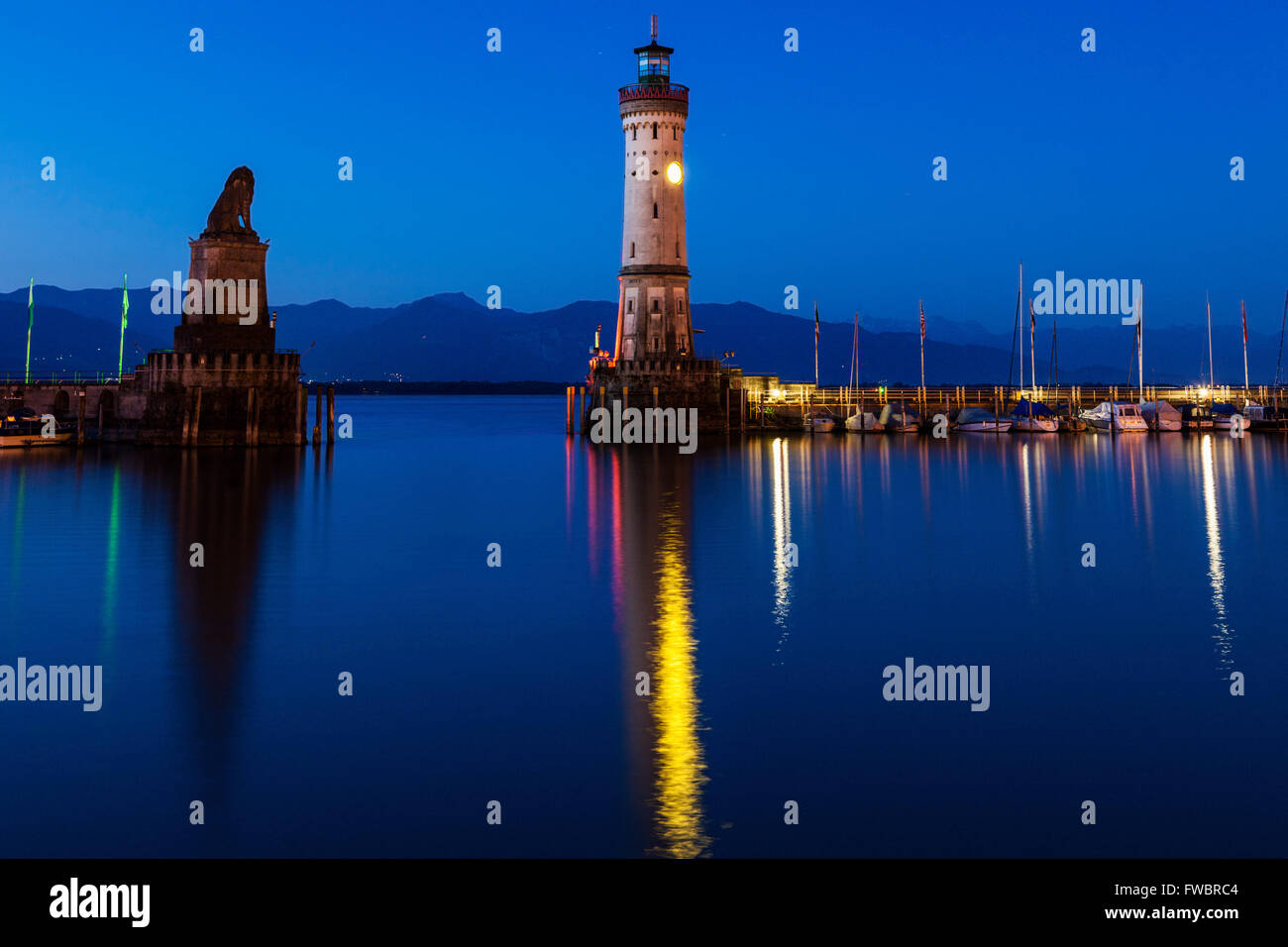 Lindau Lighthouse at sunrise Stock Photo - Alamy