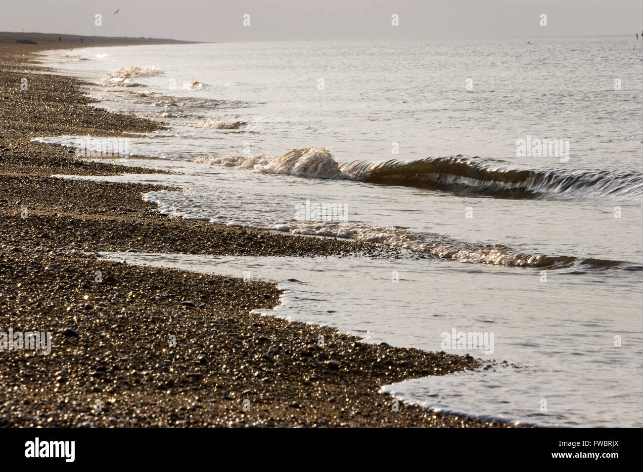 The shingle and sand beach at Cley next the sea on the NOrth Norfolk ...