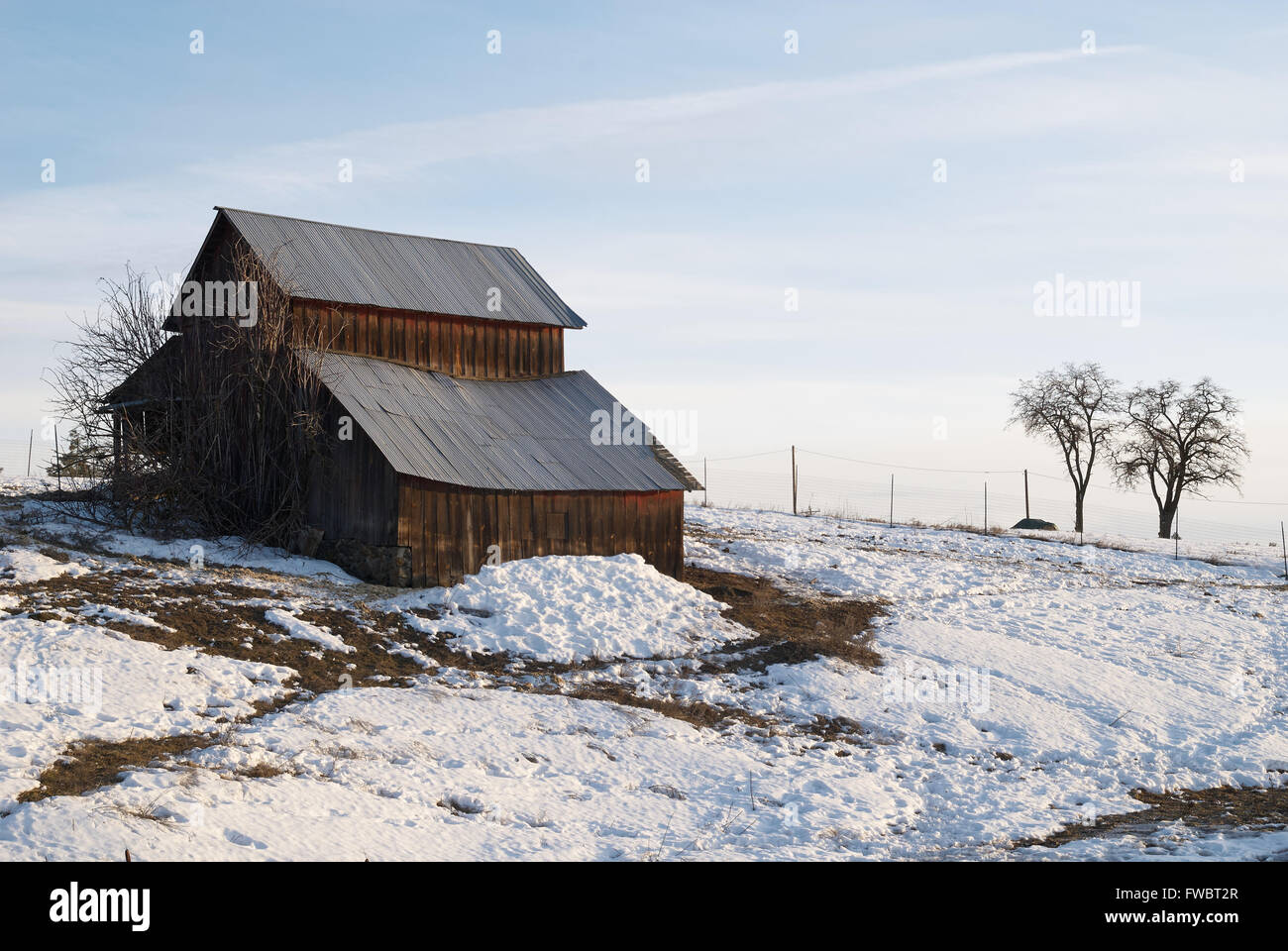Winter Barn, Spokane, WA Stock Photo - Alamy