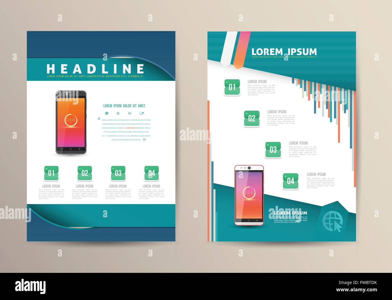 Brochure Flyer design vector template with smartphone. Vector ...