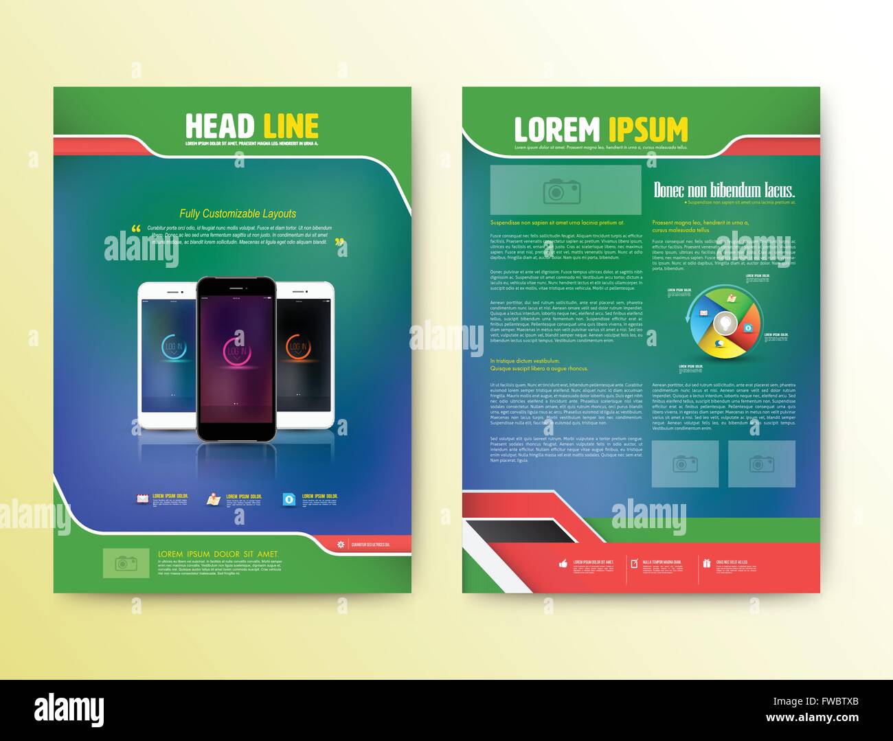 Abstract Vector Brochure Template with smartphones. Flyer Layout. Flat ...