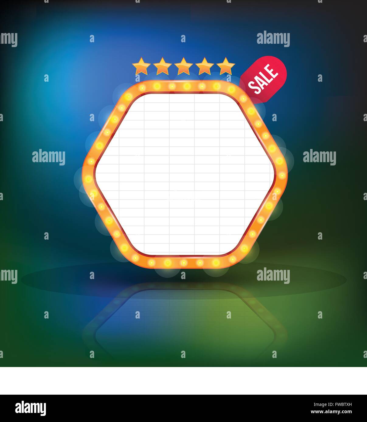 retro light banner with light bulbs on the contour. Vector illustration ...