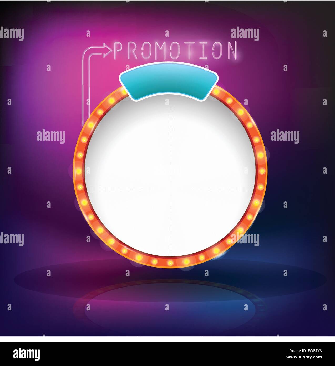 retro light banner with light bulbs on the contour. Vector illustration ...