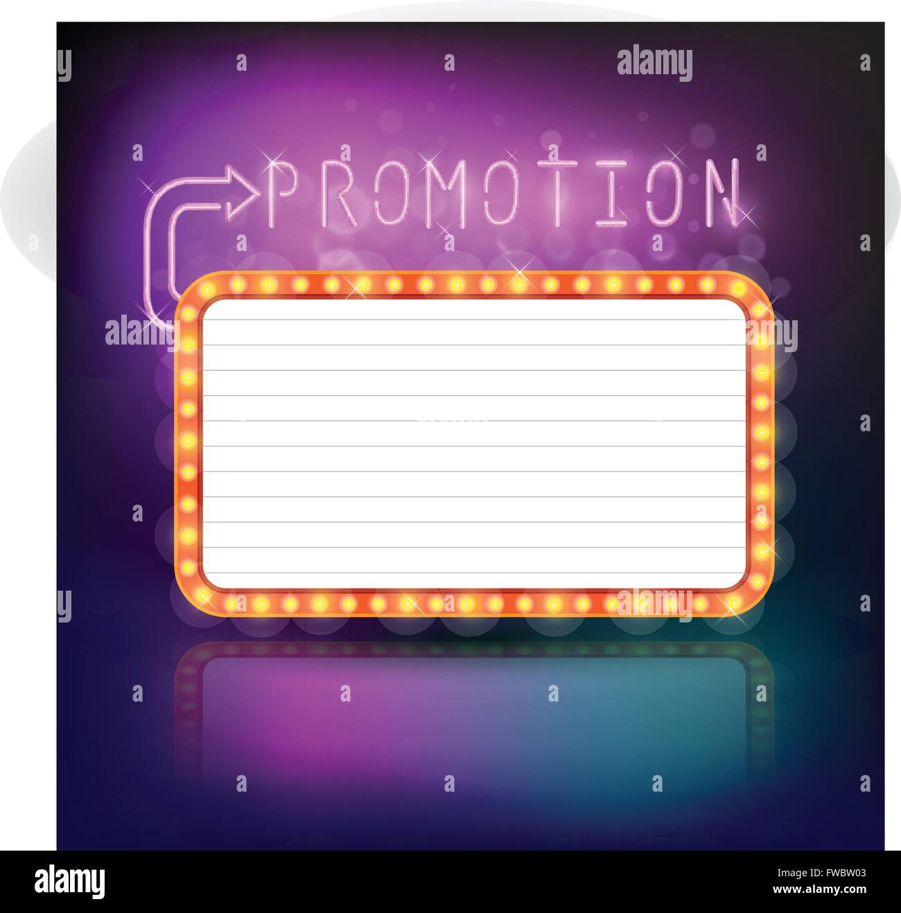 retro light banner with light bulbs on the contour. Vector illustration ...