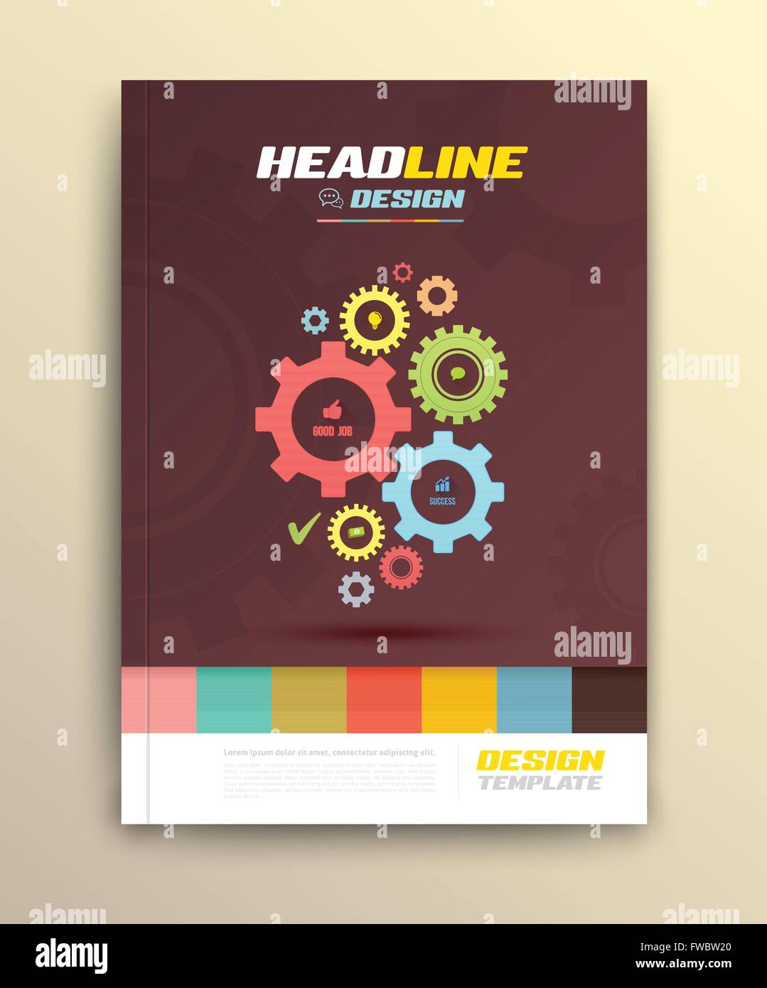 Brochure cover design with cog wheels Templates. Abstract Flyer Modern ...