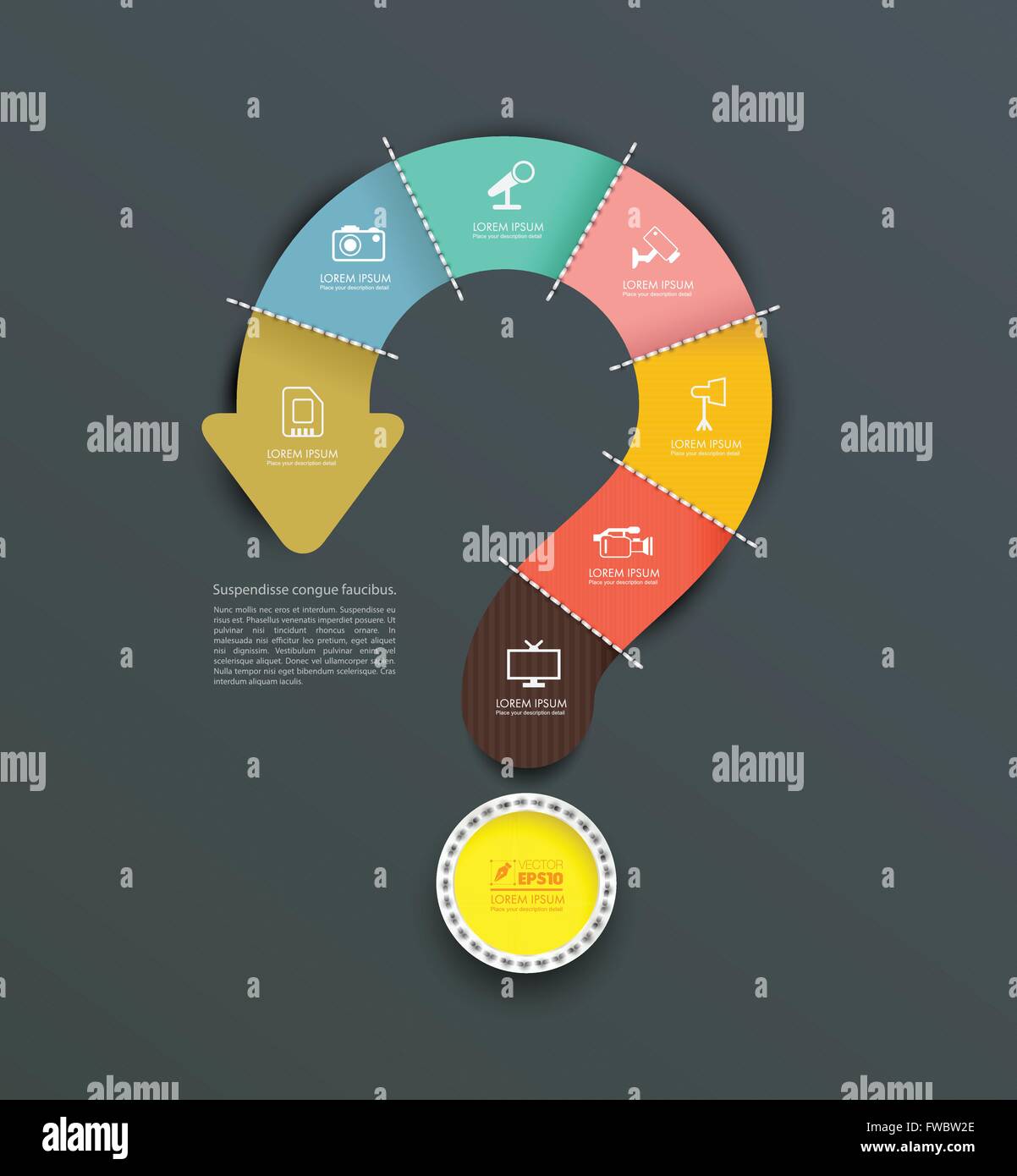 Vector question mark arrow with icons. can use for info-graphic, loop ...