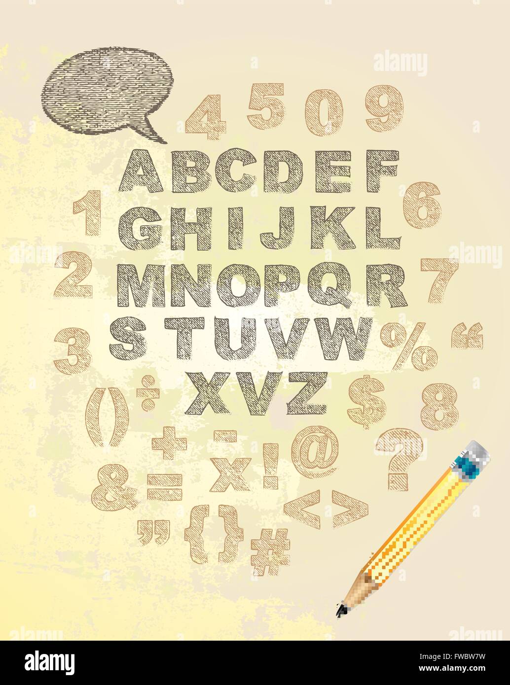 Vector alphabet. Texture paint. Letters of the alphabet written with a ...