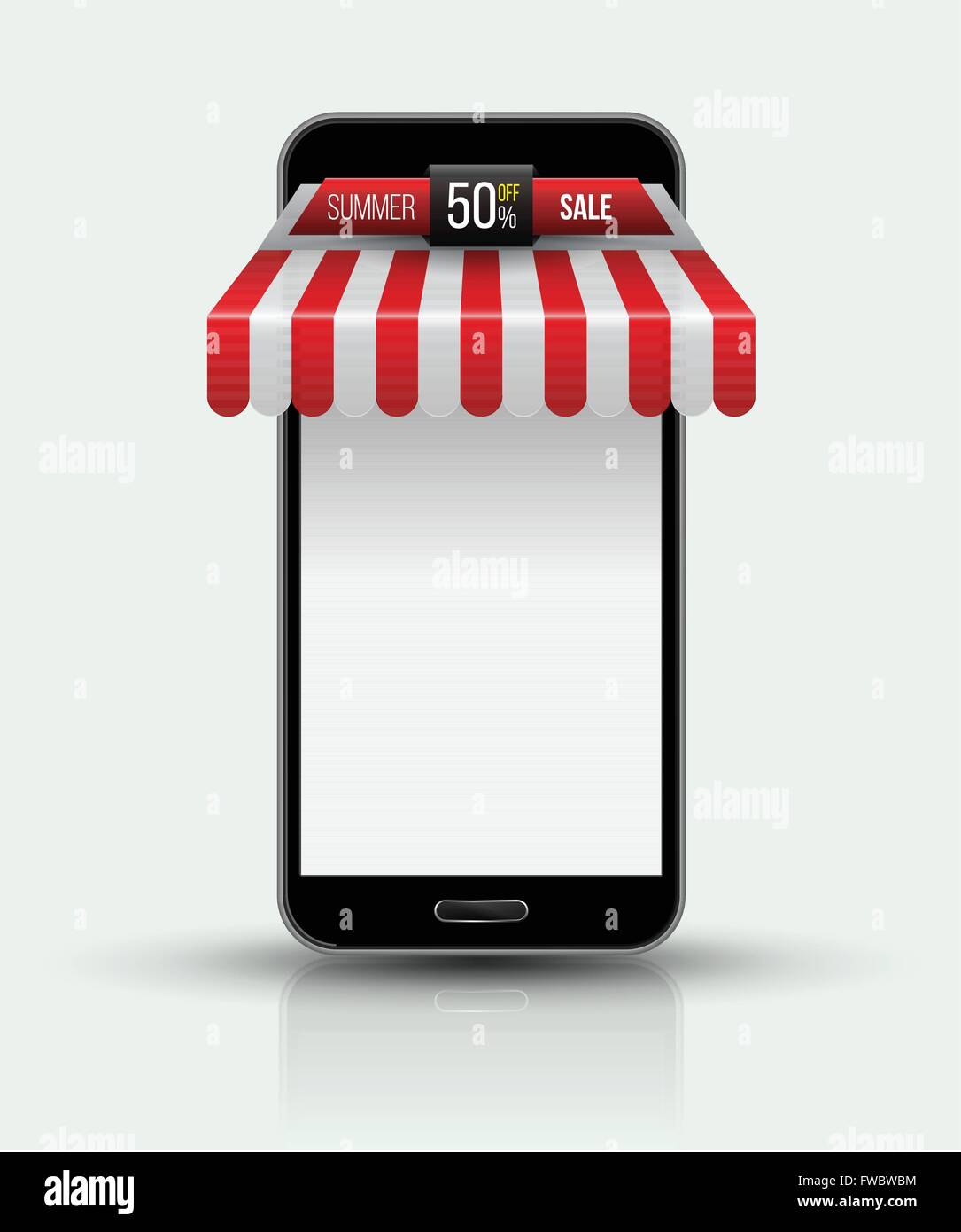 Mobile phone. Mobile store concept with awning. Vector illustration ...
