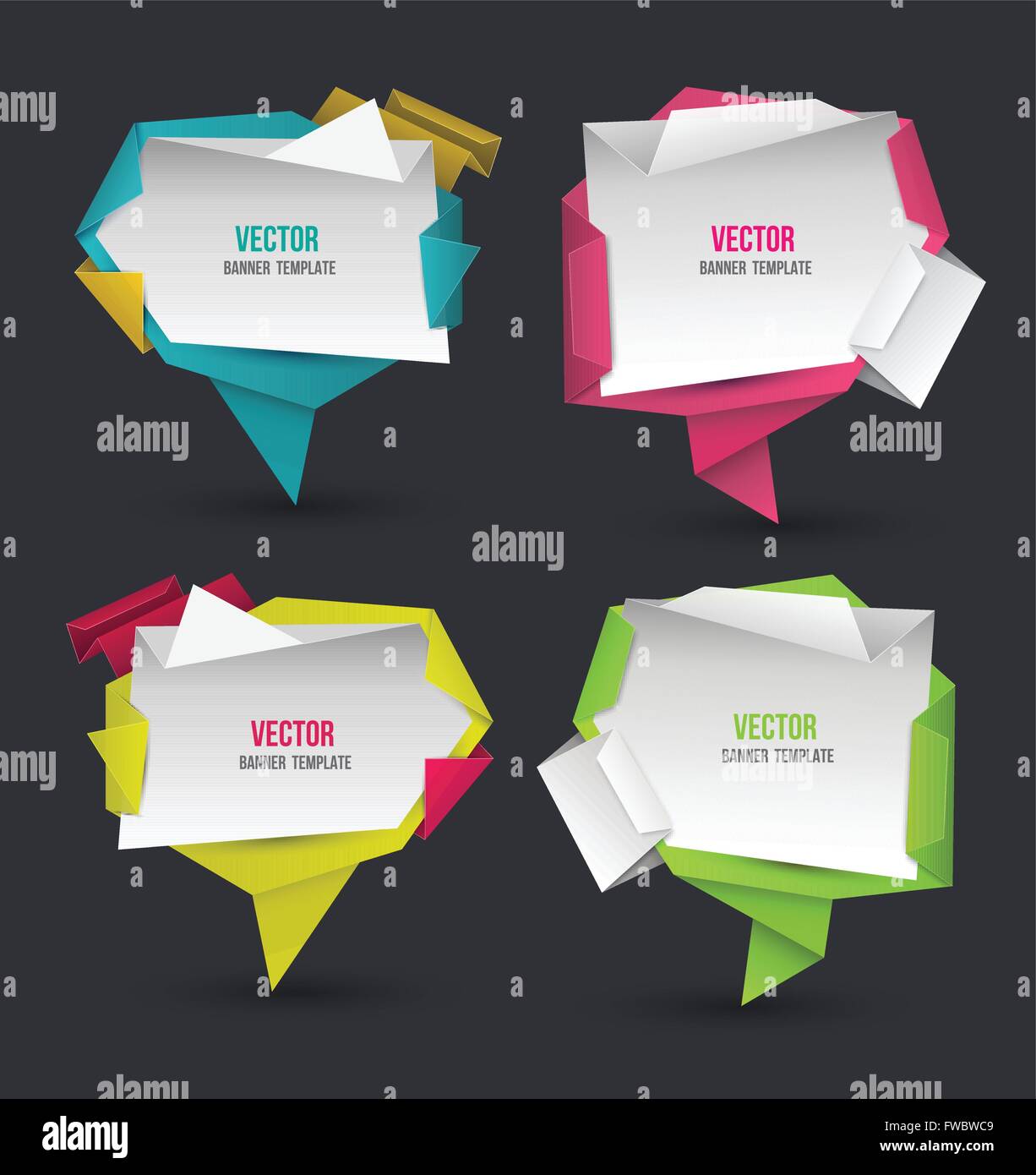 Abstract modern origami speech bubble set. Vector abstract background ...