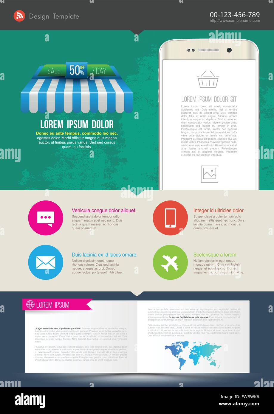 Template design with smartphone monitor. Vector illustration. Can use ...