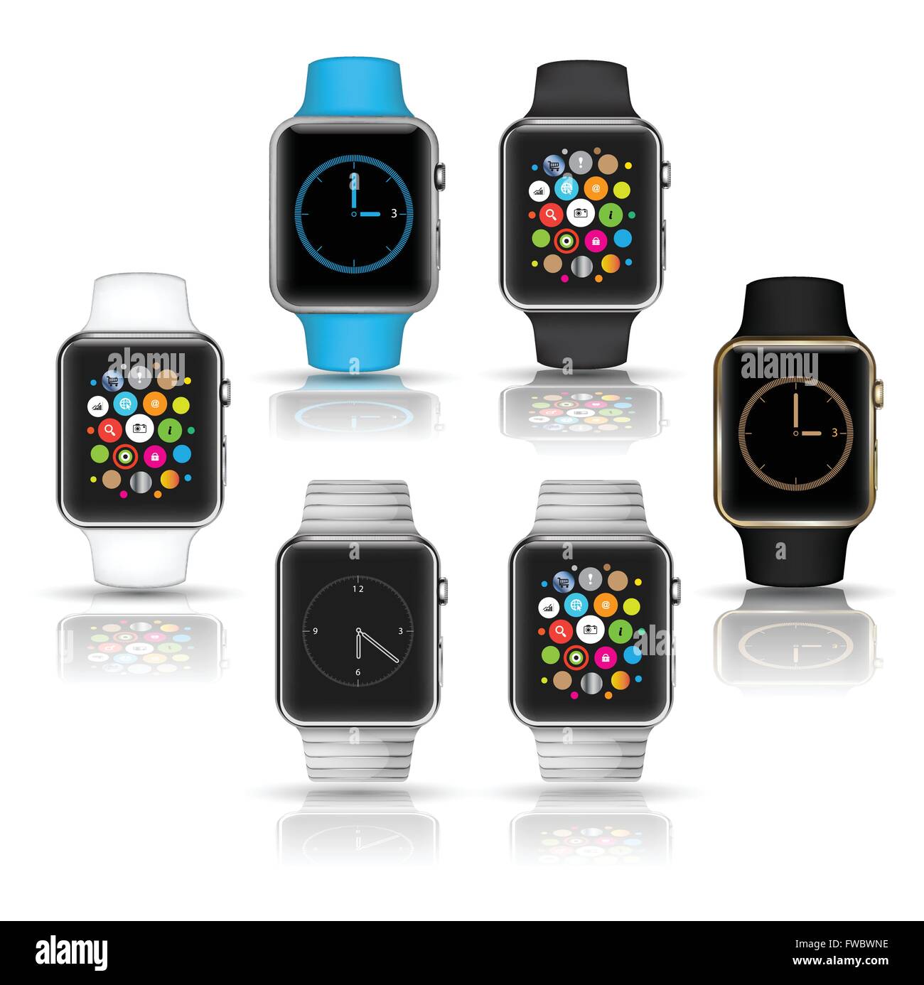 Smart watches wearable collection computer new technology. Vector ...