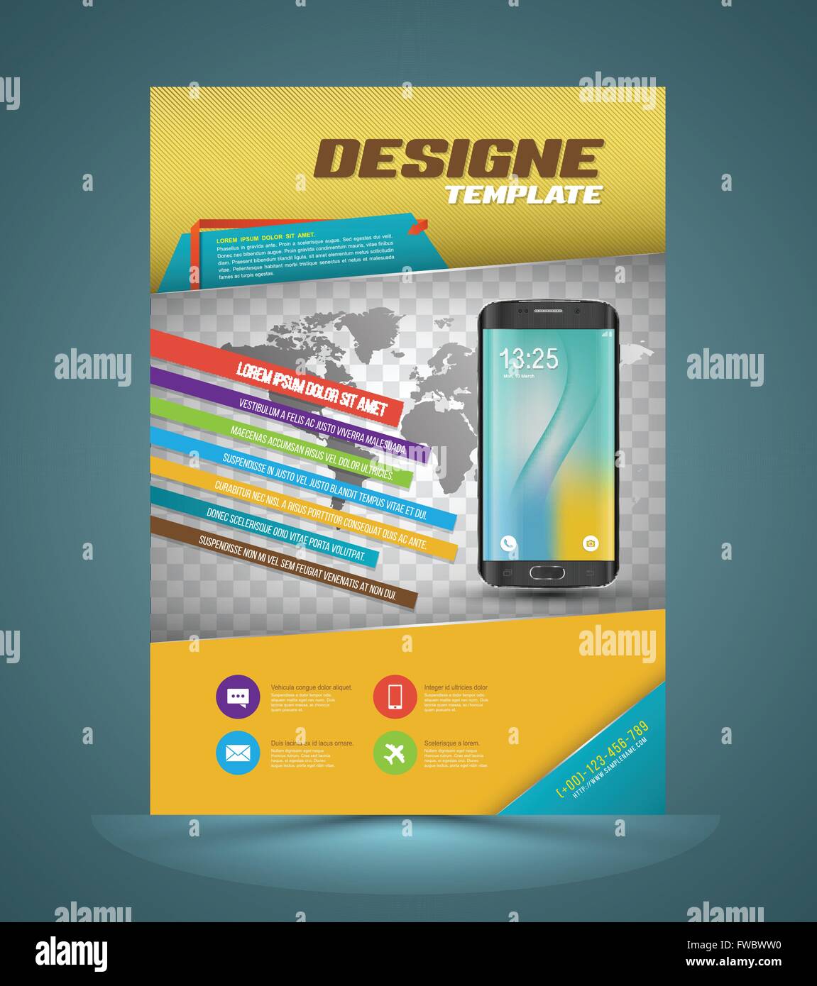 Vector brochure template design with smartphone. Business graphics ...