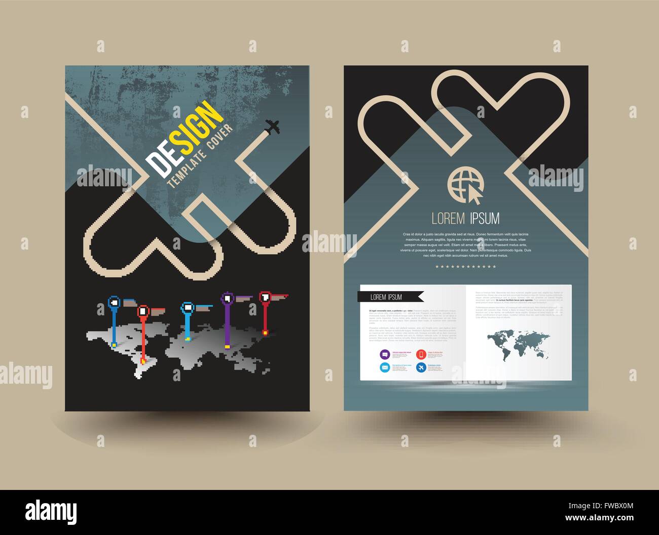 Vector brochure template design. Business graphics brochures. Used for ...
