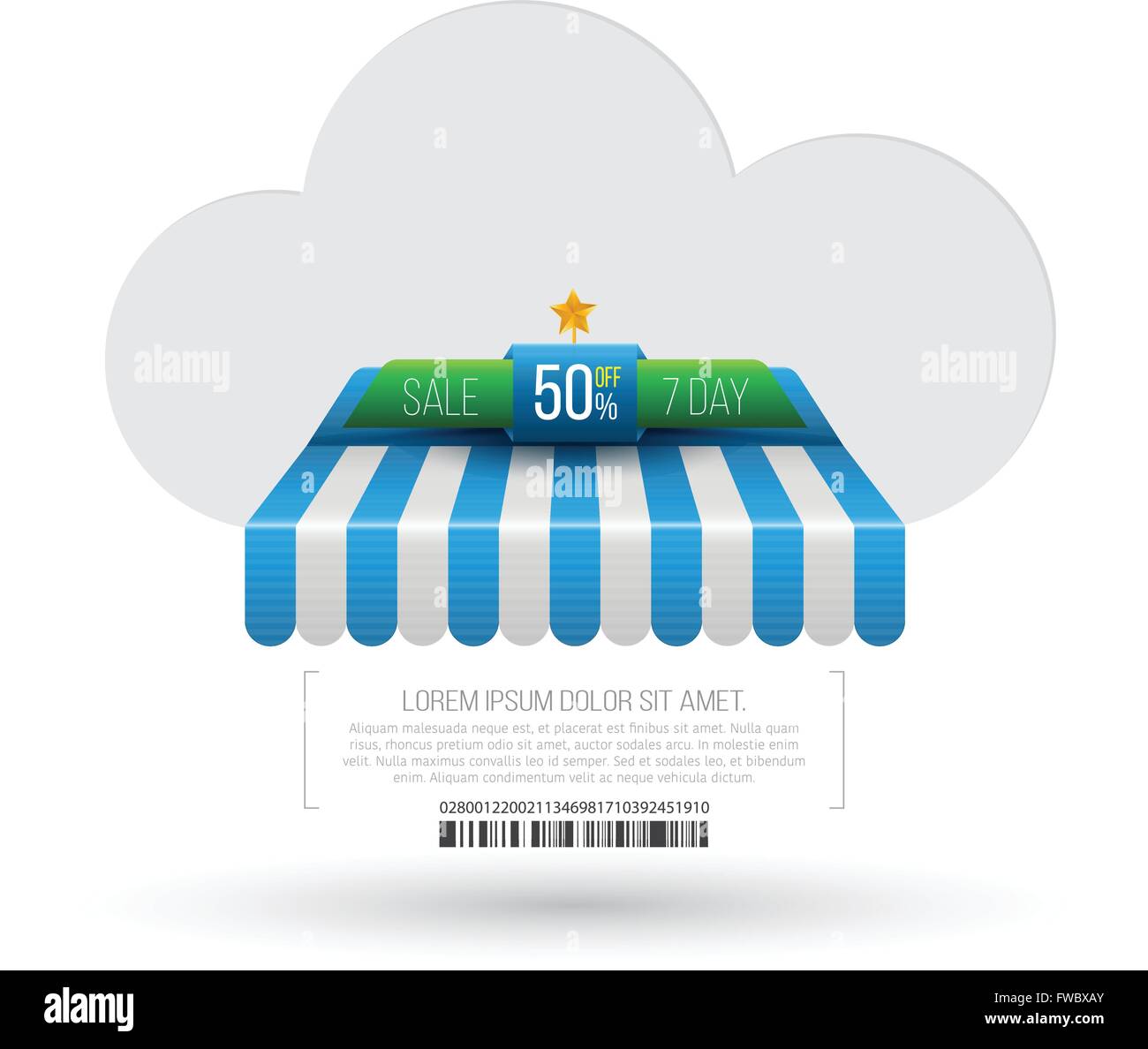 Cloud with awning. Vector illustration. Can use for promotion banner ...