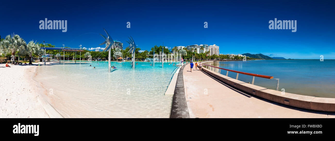 CAIRNS, AUSTRALIA - 27 MARCH 2016. The Esplanade in Cairns with ...
