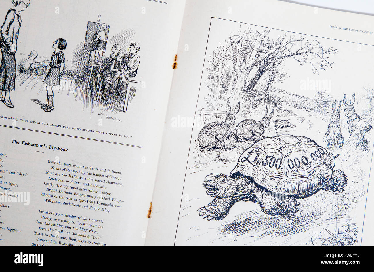 1930s Punch magazine showing inside pages and cartoons Stock Photo - Alamy