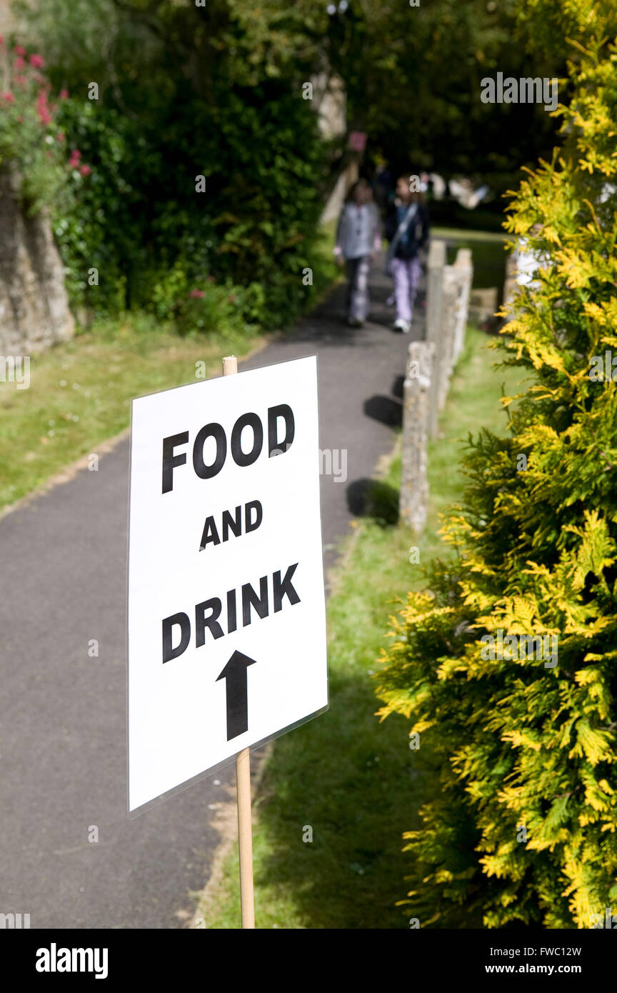 Food and drink sign at a village fete Stock Photo - Alamy