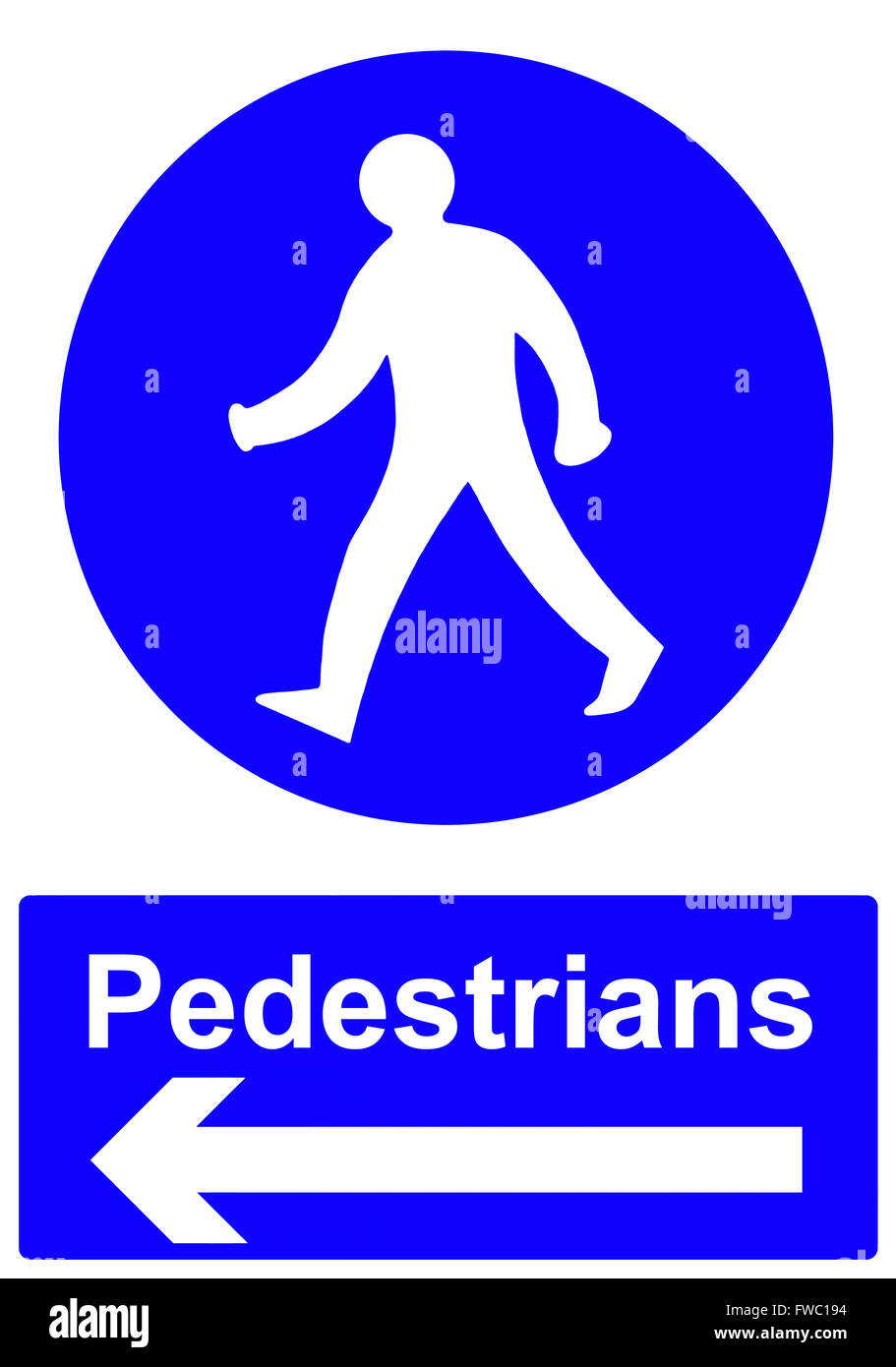 Pedestrians stay to the left at this point sign Stock Photo - Alamy
