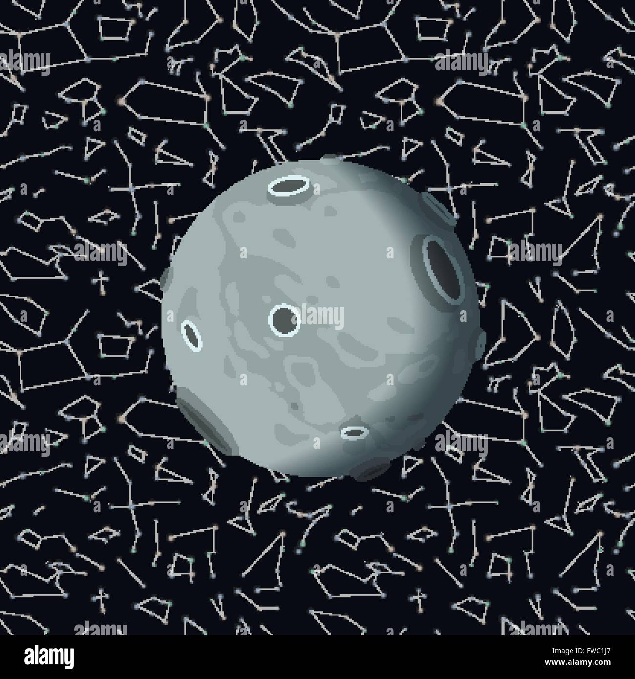 Moon on dark space background with many stars Stock Vector Image & Art ...