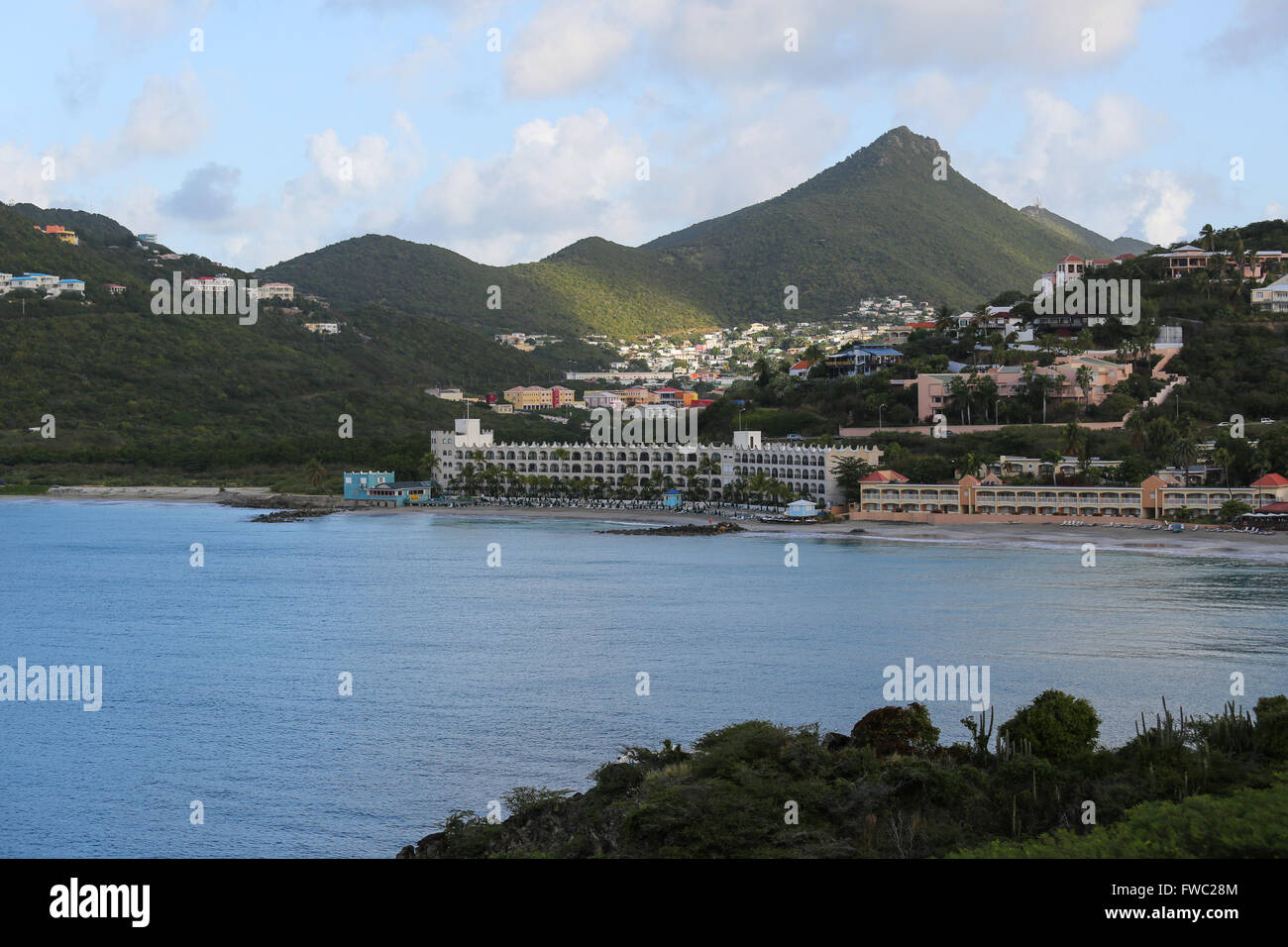 Belair Beach Hotel (center) and the Divi (right) on Little Bay, Sint ...
