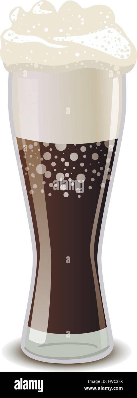 Full glass of cola with foam, isolated on white Stock Vector Image ...