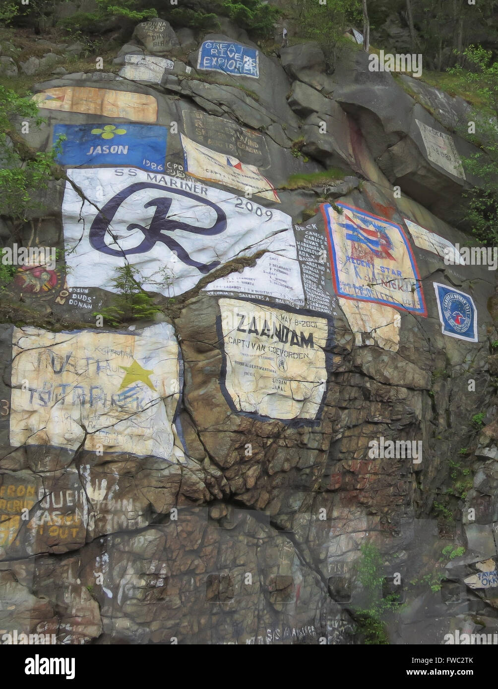 Ship Signature Wall in Skagway, Alaska Stock Photo - Alamy