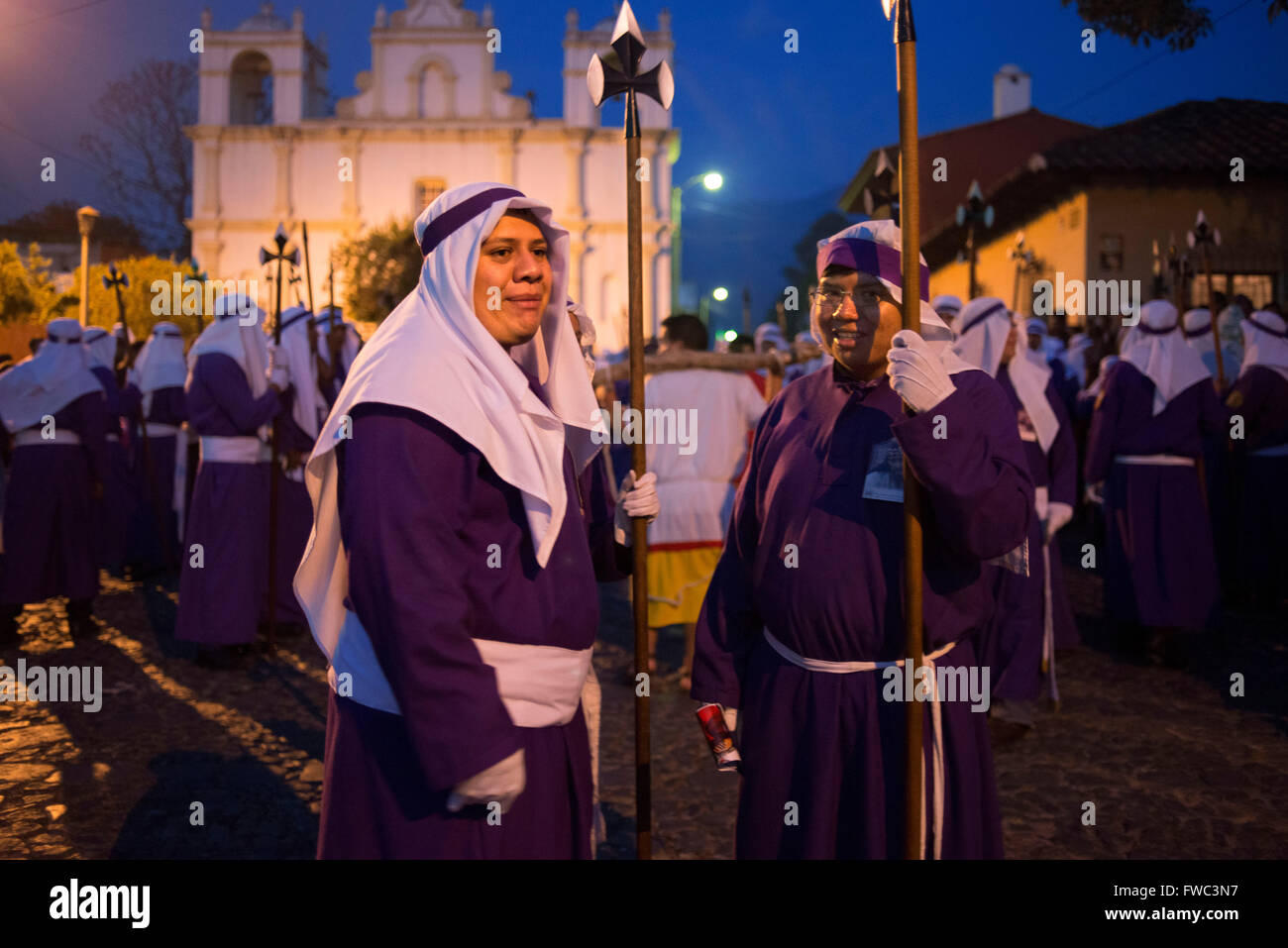 Easter Holy Week procession in Antigua, Guatemala. Jesus Nazareno de la ...