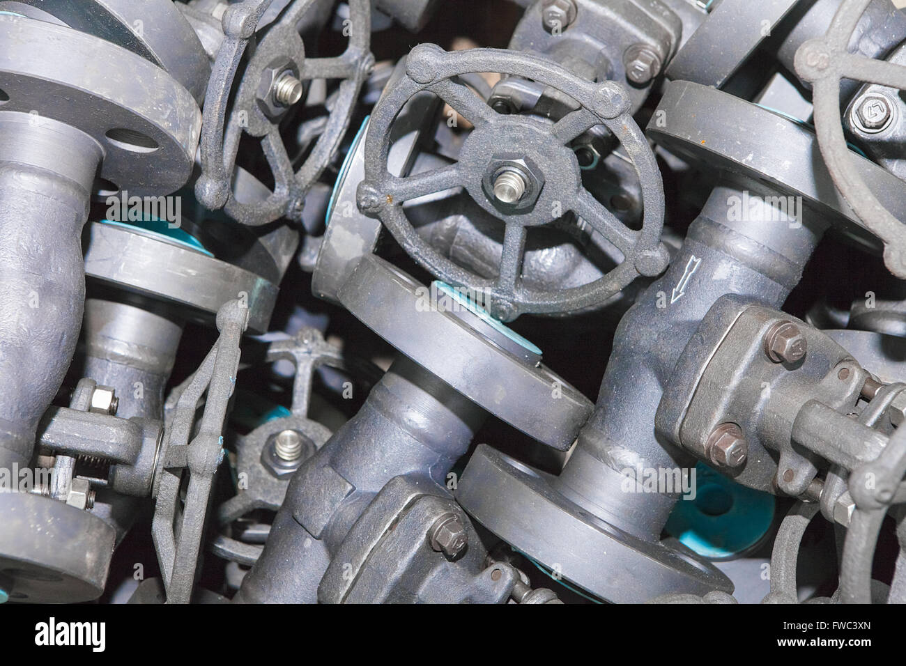 Industrial background from part of valves Stock Photo - Alamy