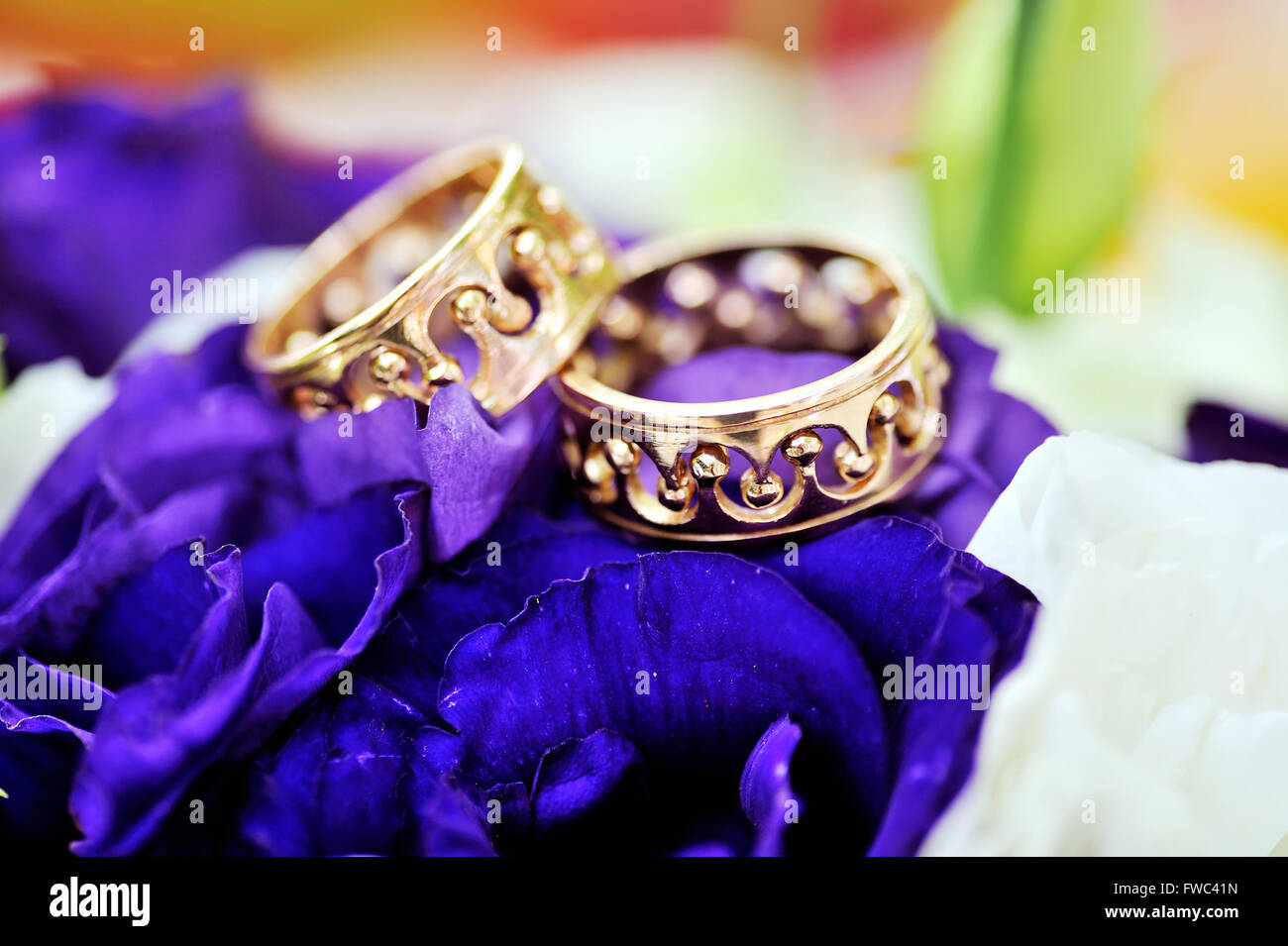 two beautiful wedding rings Stock Photo - Alamy