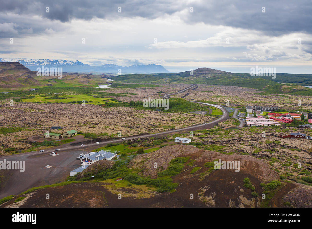 Classic farm near Grabrok volcano Stock Photo - Alamy