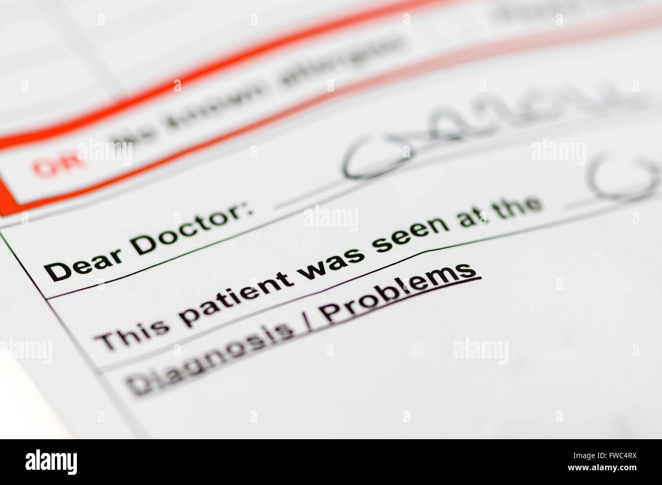 "Dear Doctor" letter Stock Photo - Alamy