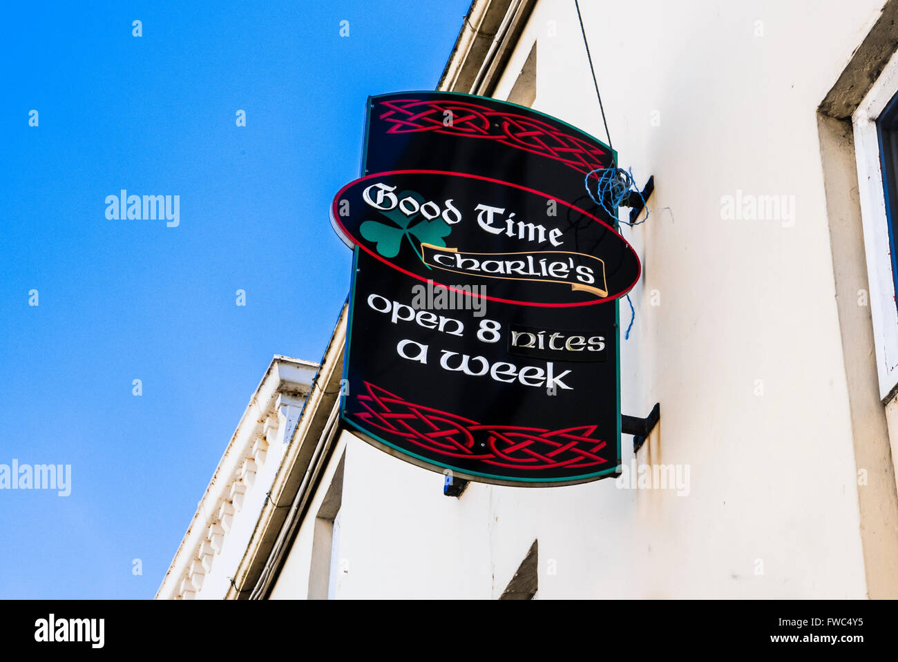 Sign outside "Good Time Charlie's" night club, advertising that it is ...