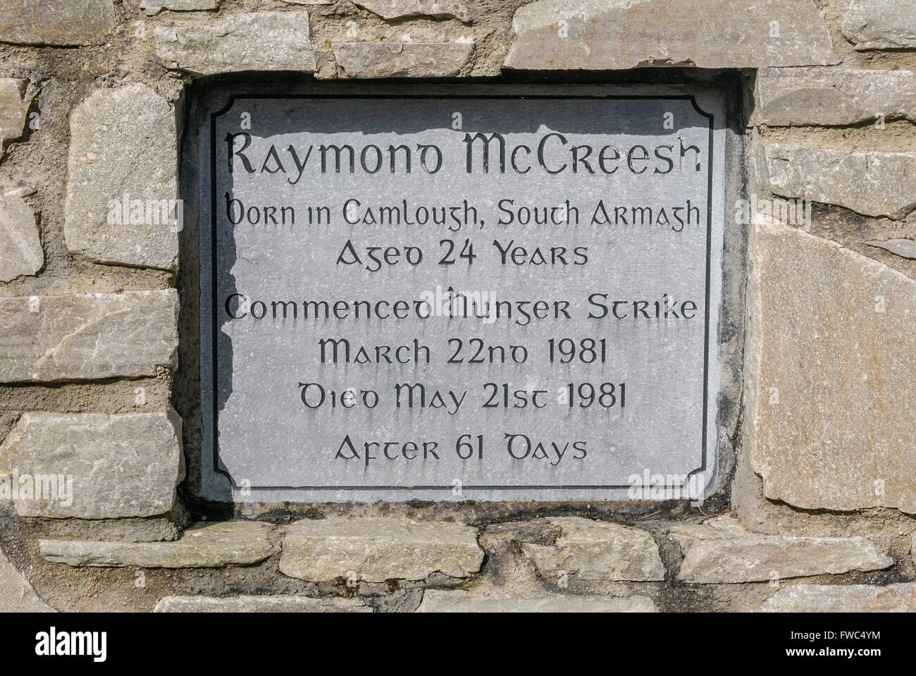 Memorial plaque in a garden of remembrance for the 1981 Irish ...