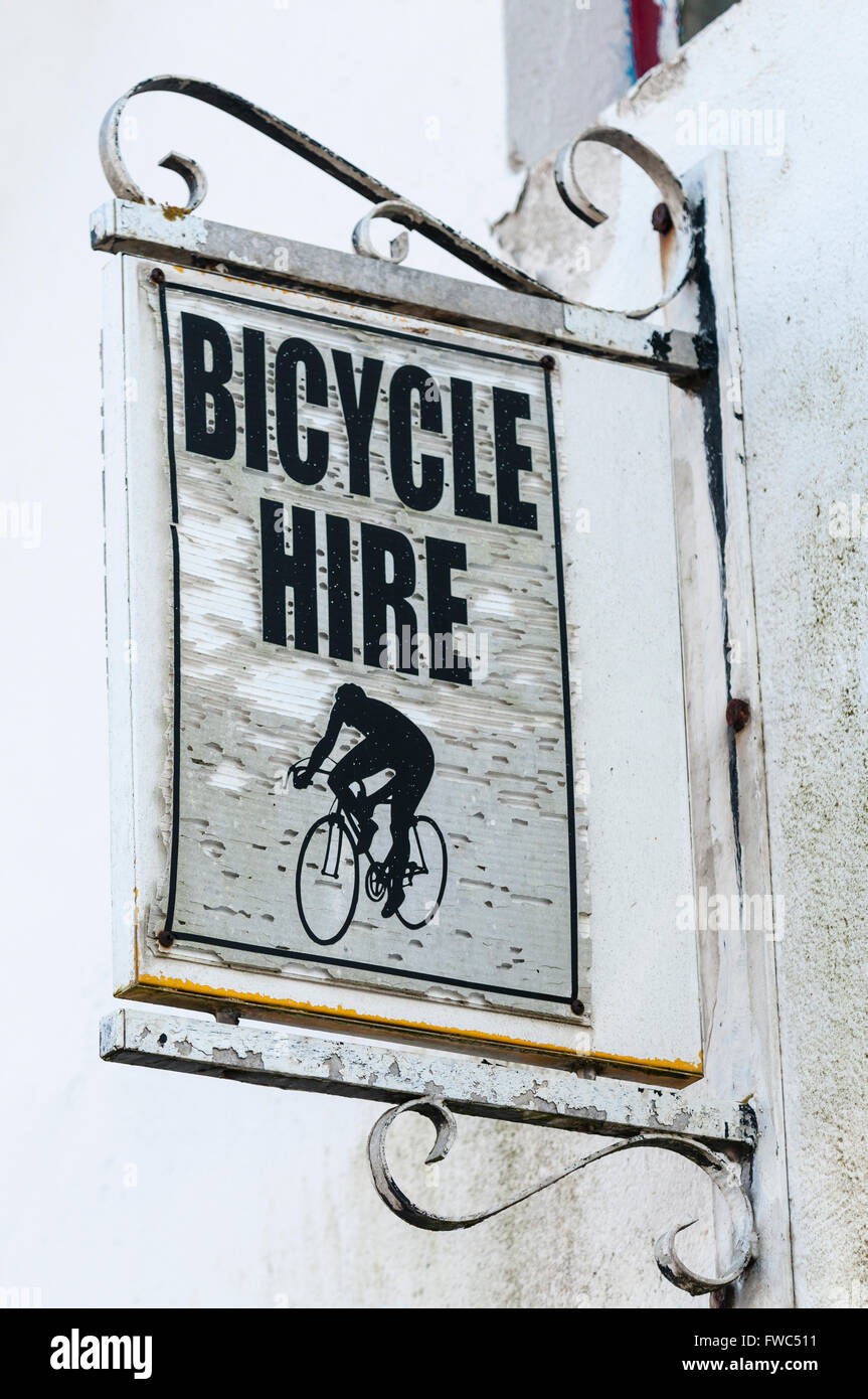Sign for bicycle hire Stock Photo - Alamy
