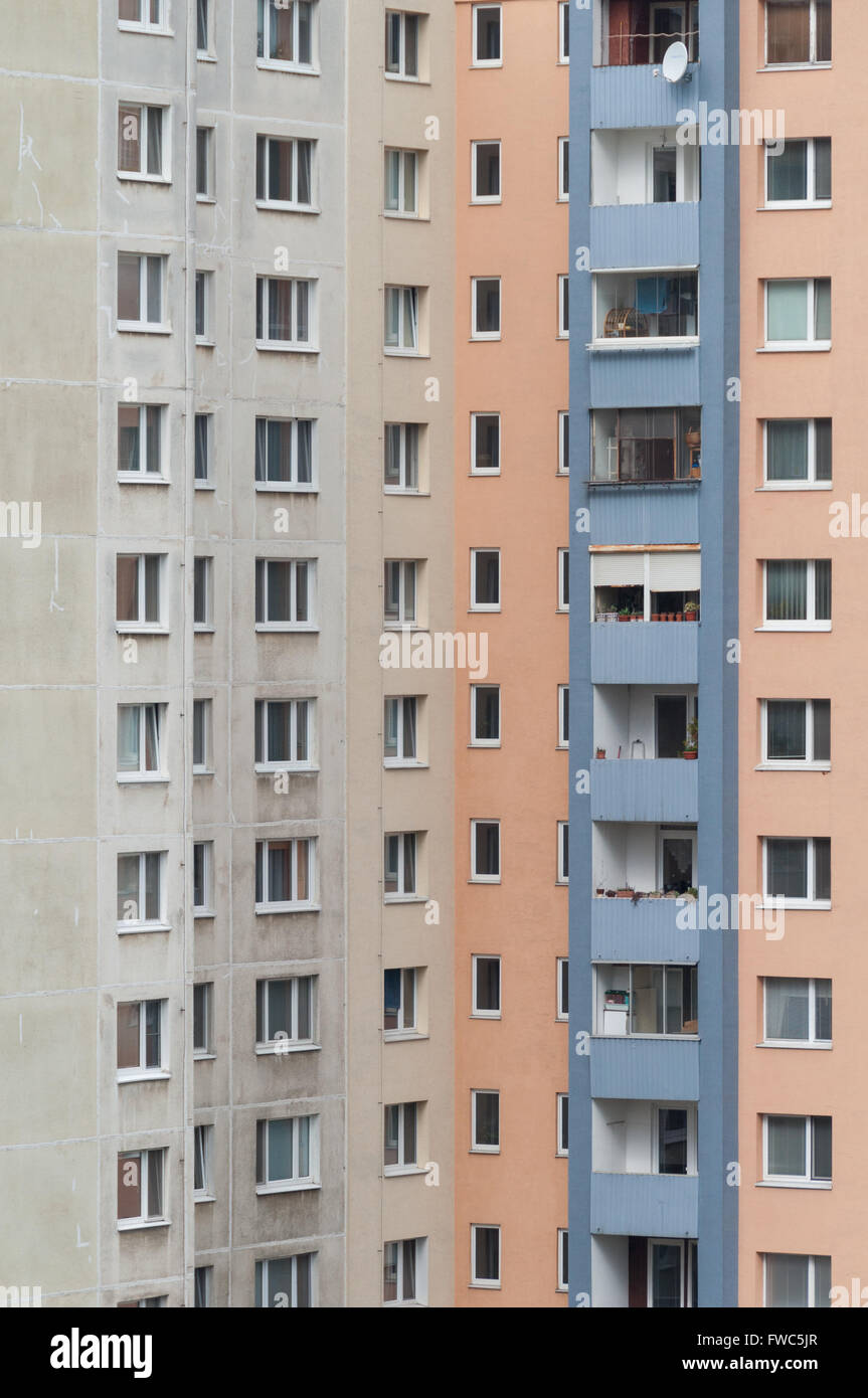 Detail of an apartment block tower in Petrzalka, Bratislava, Slovakia ...