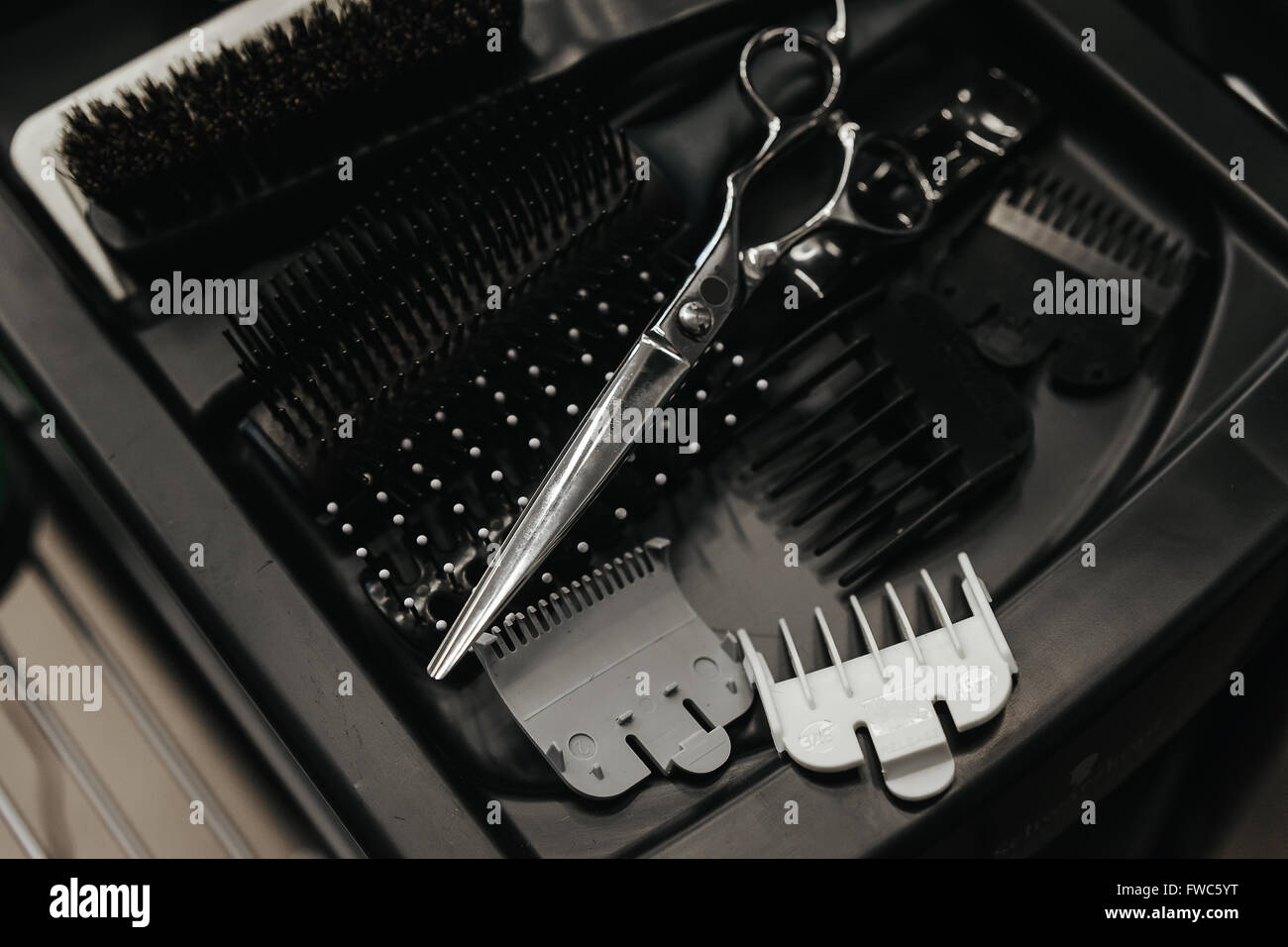 Barber scissors and comb tools hi-res stock photography and images - Alamy