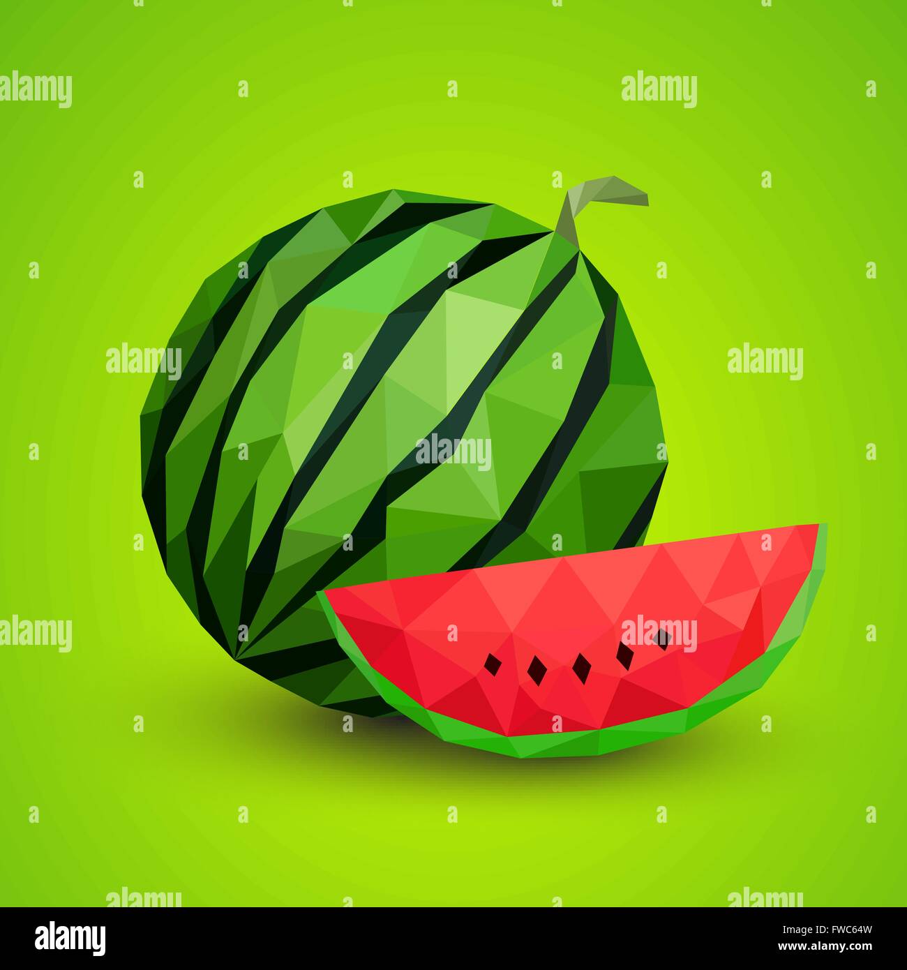 Watermelon healthy fruit Geometric illustration Stock Vector Image ...
