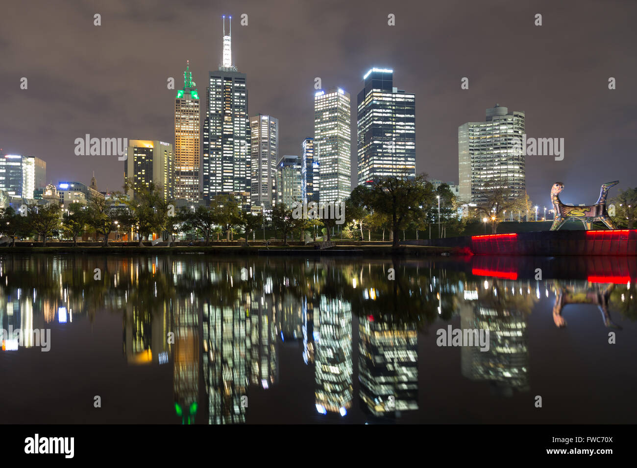 Melbourne, Australia - April 24, 2015: Skyline view over the Yarra ...