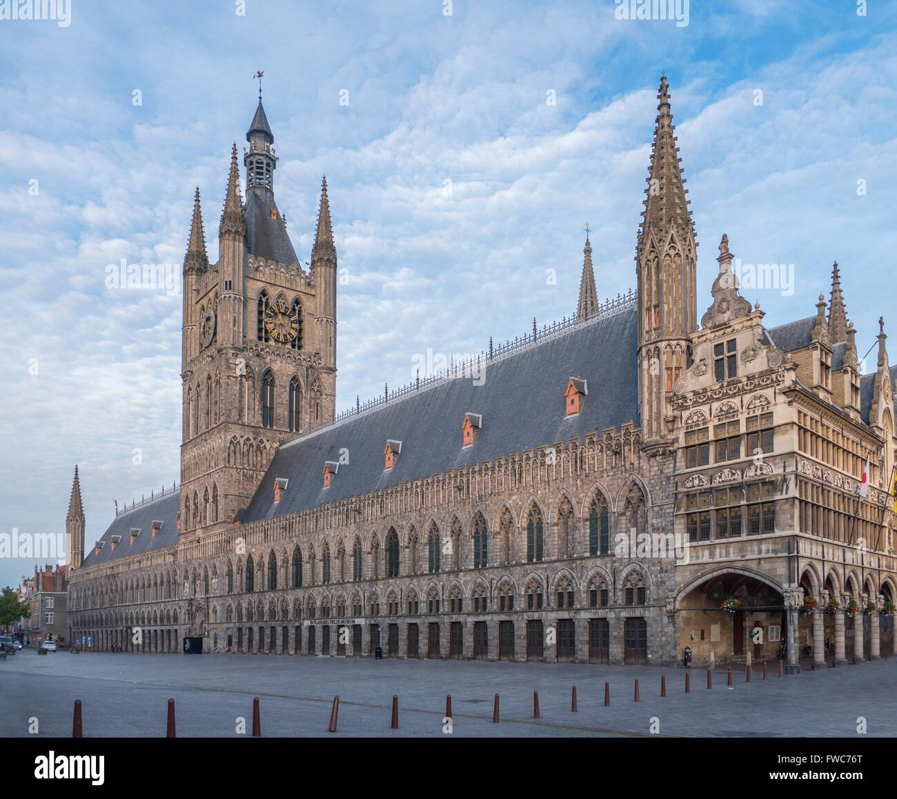 Ypres, Belgium. The imposing Cloth Hall was built in the 13th century ...
