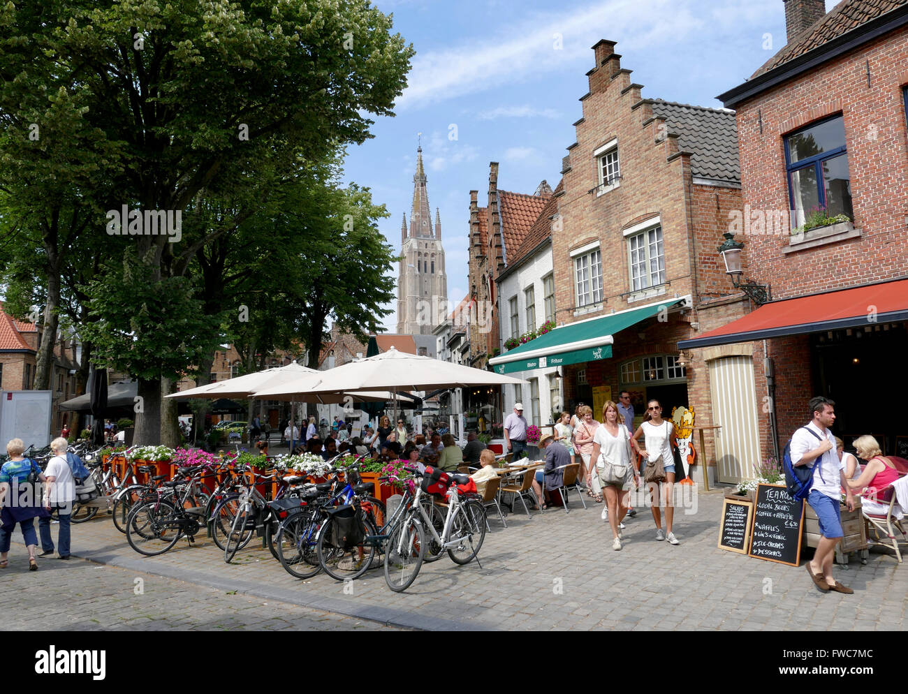 Church of Our Lady Bruges seen from Walplein, Bruges / Brugge, Belgium ...