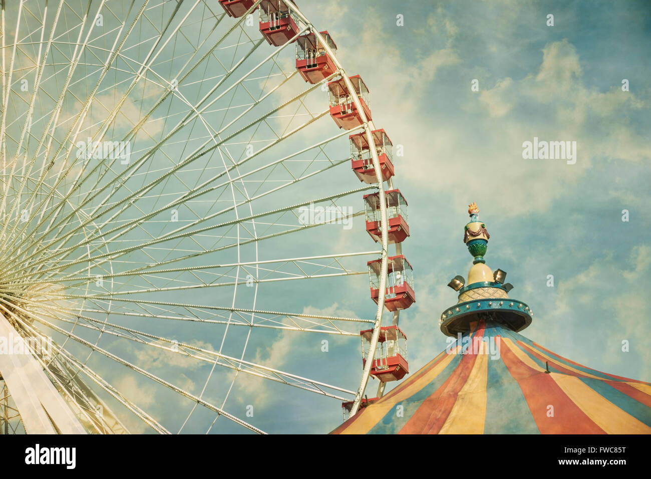 Top of Carousel and Ferris Wheel Stock Photo - Alamy