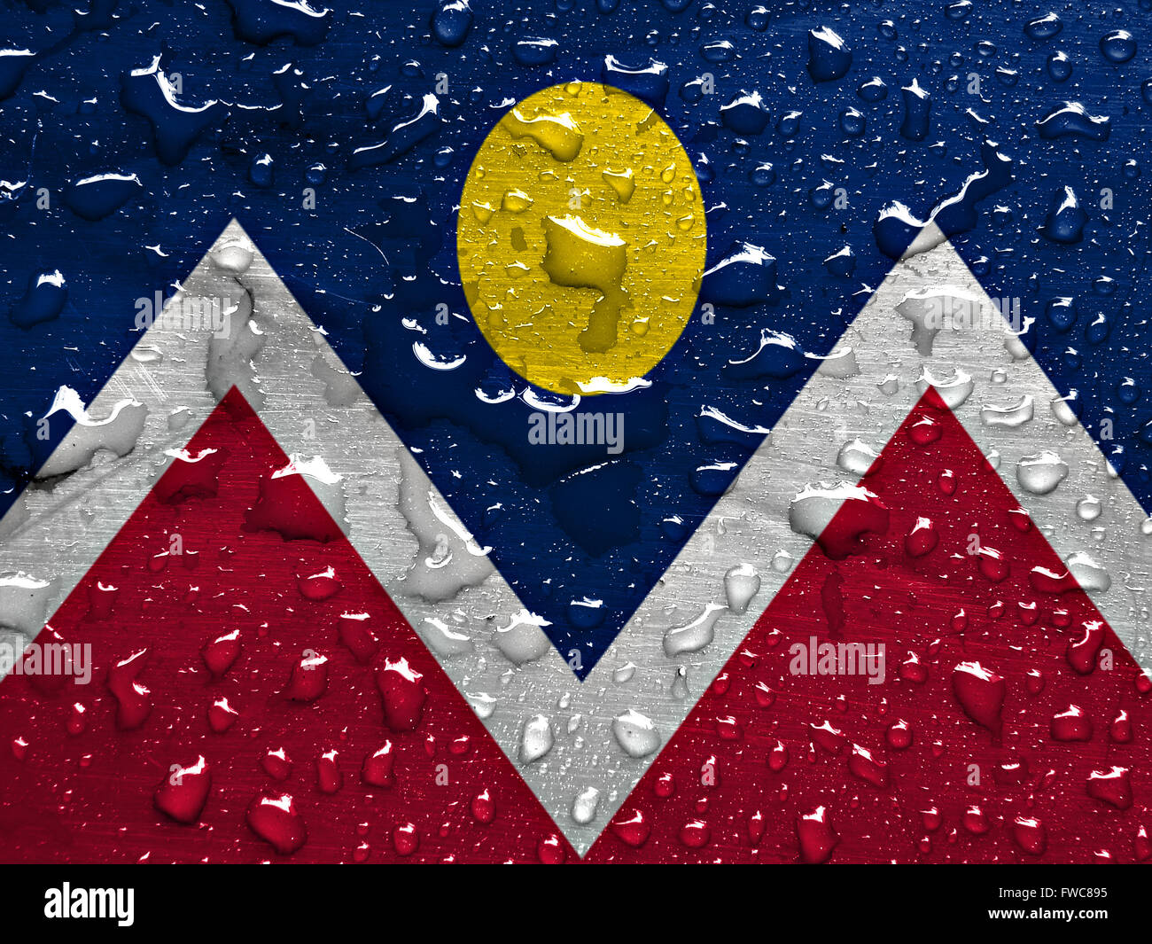 Denver Colorado Skyline With Flag